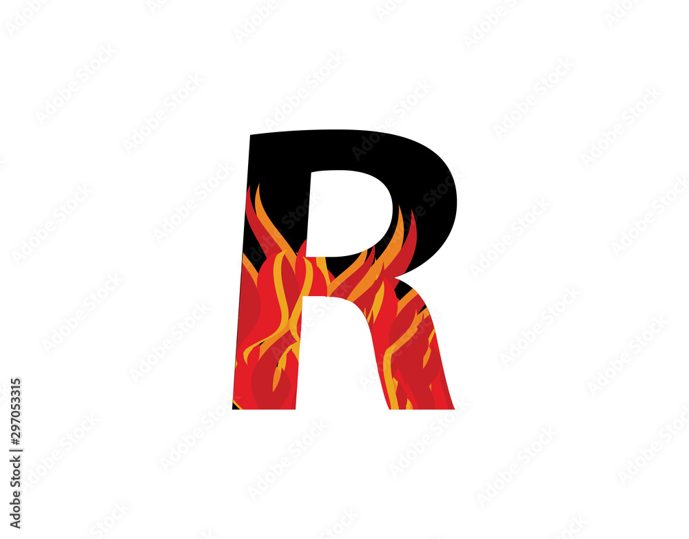 Fire Letter R Logo Icon, flame shape inside R Letter. Stock Vector ...