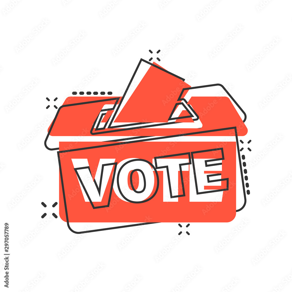 Election voter box icon in comic style. Ballot suggestion vector ...