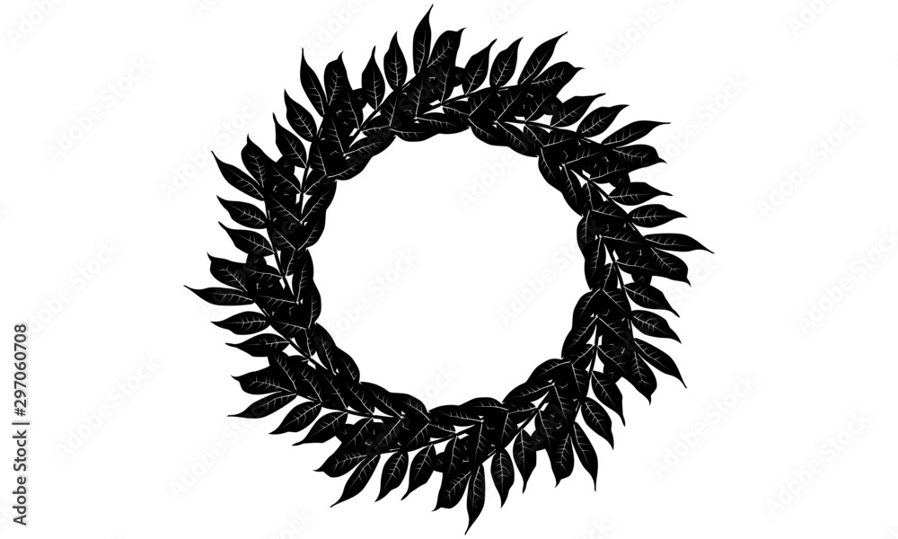 Vector black leaves circle frame Stock Vector | Adobe Stock