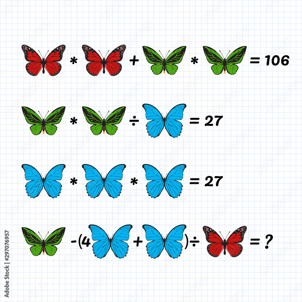 Mathematics educational game set for children. Advanced level. Learning ...