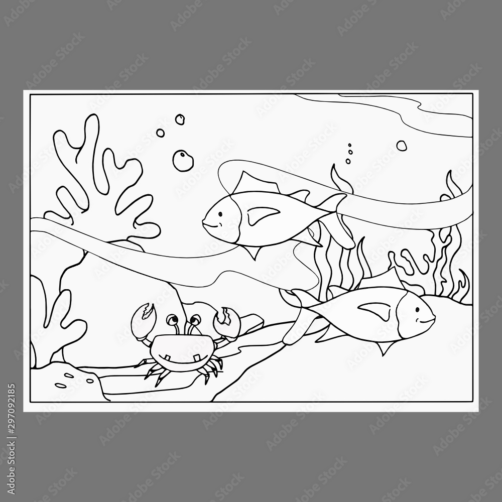 coloring page of sea creatures Stock Vector | Adobe Stock