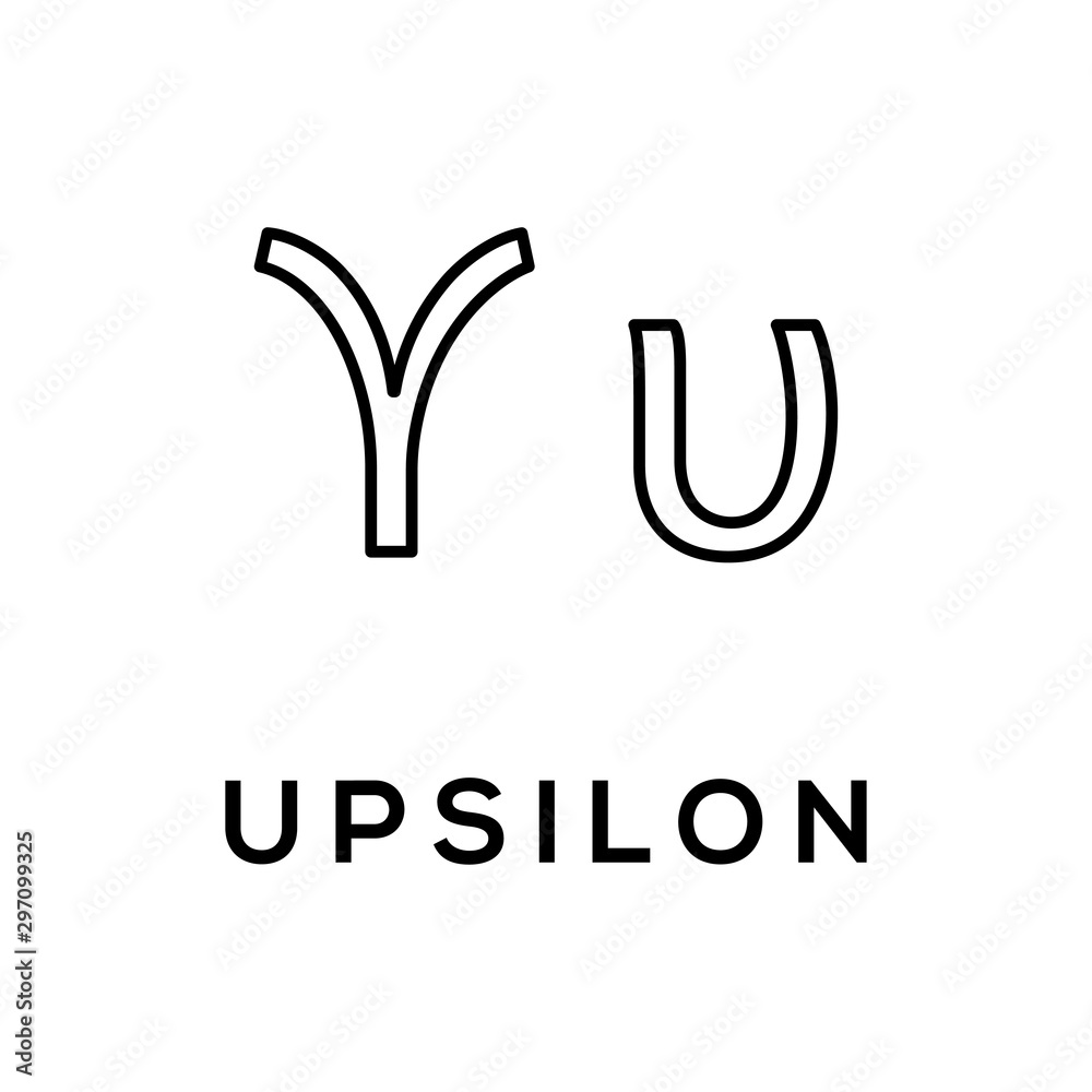 Greek alphabet : Upsilon signage icon Stock Vector | Adobe Stock