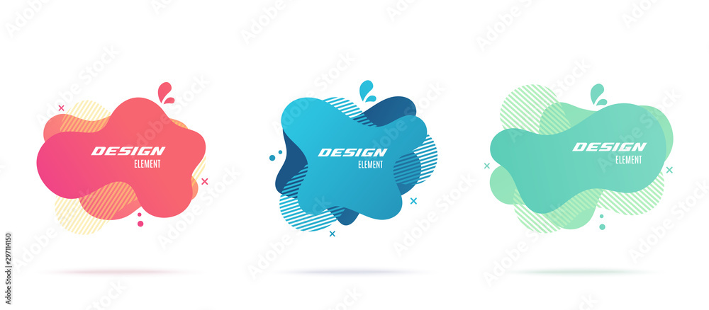 Set of abstract Modern graphic elements with dynamical colored forms ...