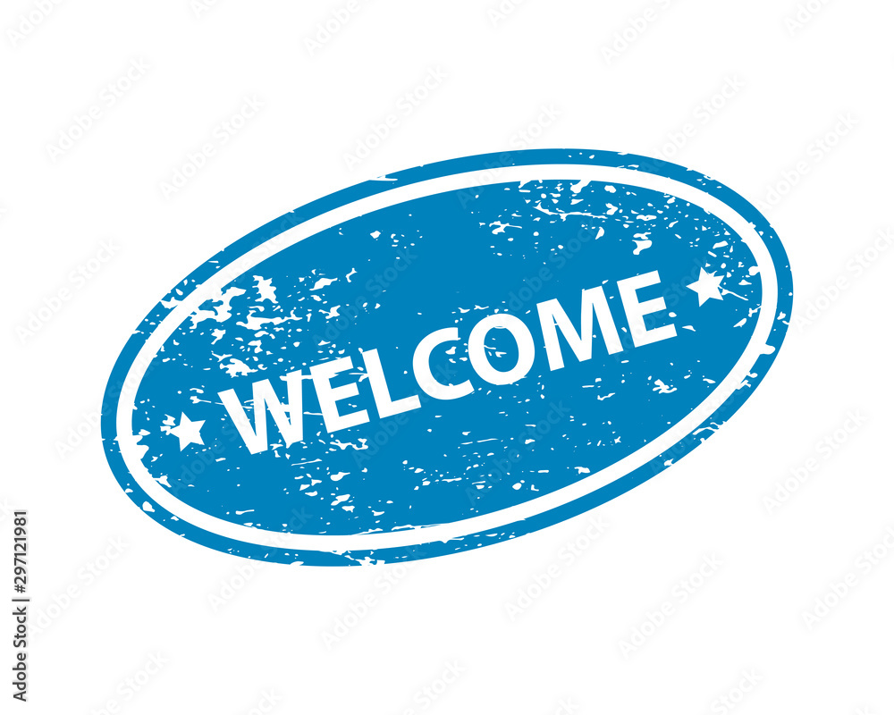 Welcome stamp vector texture. Rubber cliche imprint. Web or print ...