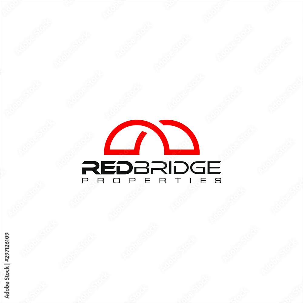 Red bridge property, line art logo design, stock ,vector image Stock ...