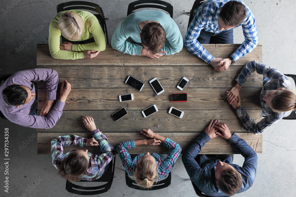 Business people not using smartphones Stock Photo | Adobe Stock