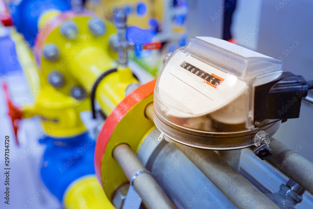 Accounting for resource consumption. Gas meter on the pipes ...
