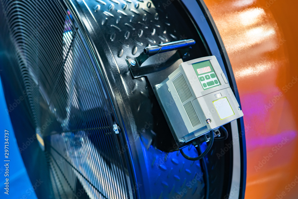 Forced ventilation. Industrial fan control unit. A control module is ...