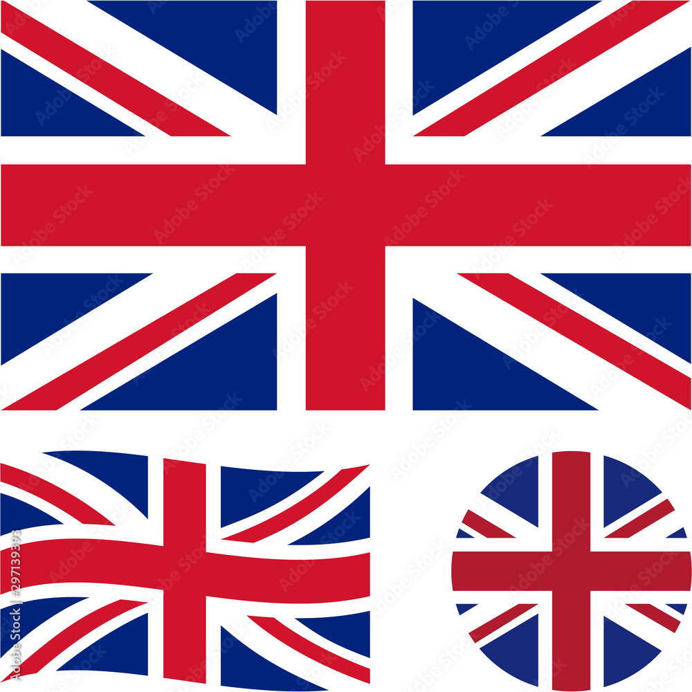 Great Britain. National flag. Correct proportions, wave, round ...