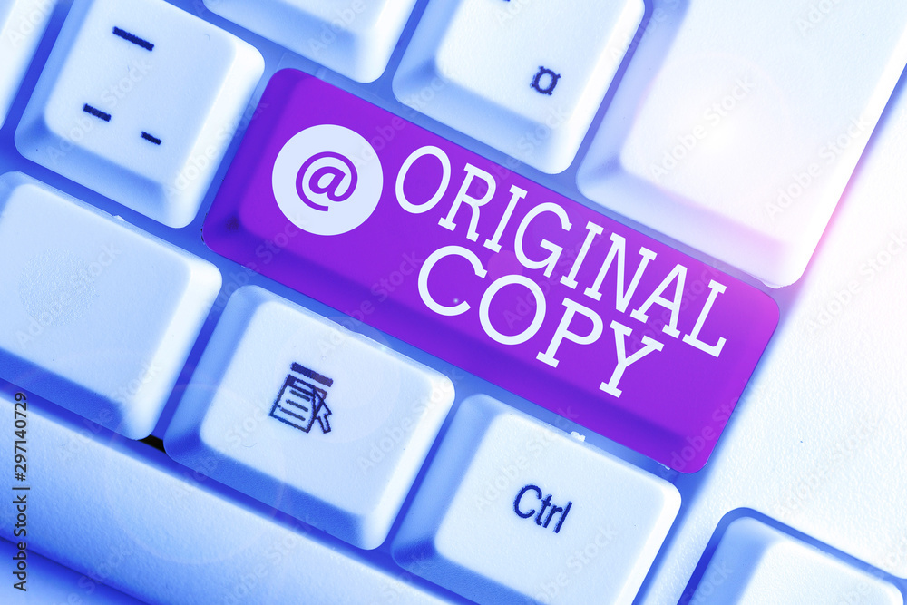 Writing note showing Original Copy. Business concept for Main Script ...