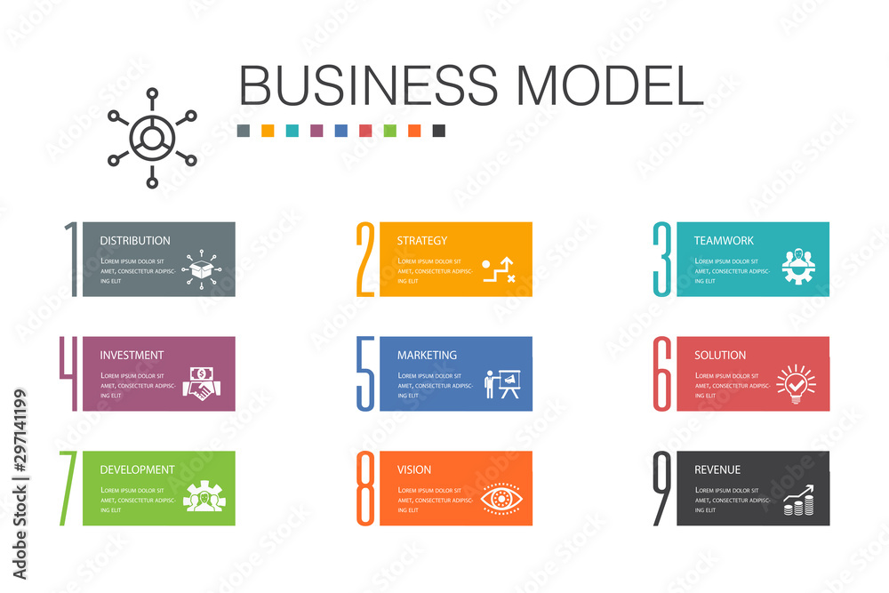 business model Infographic 10 option line concept.strategy, teamwork, marketing, solution simple ...