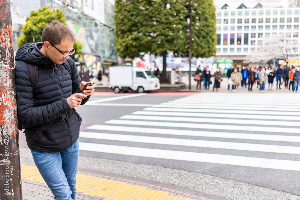 Tokyo, Japan famous Shibuya crossing crosswalk in downtown city with ...
