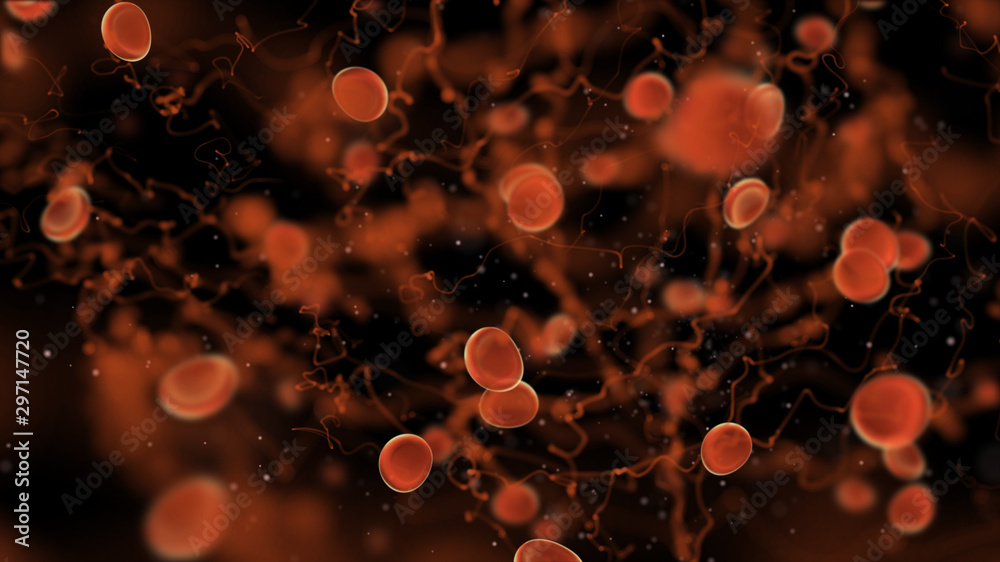 Body health science bacteria, virus and Red infecting blood cells ...