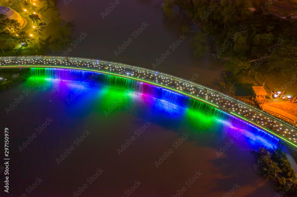 Aerial view of Starlight Bridge or Anh Sao Bridge which is a pedestrian ...