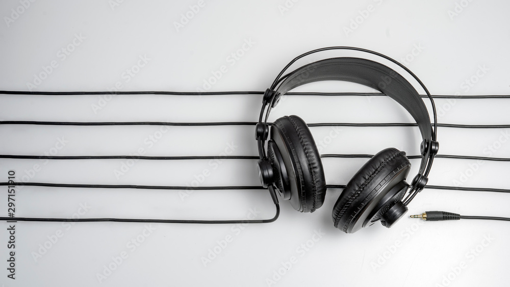 music studio background with dj headphones Stock Photo | Adobe Stock