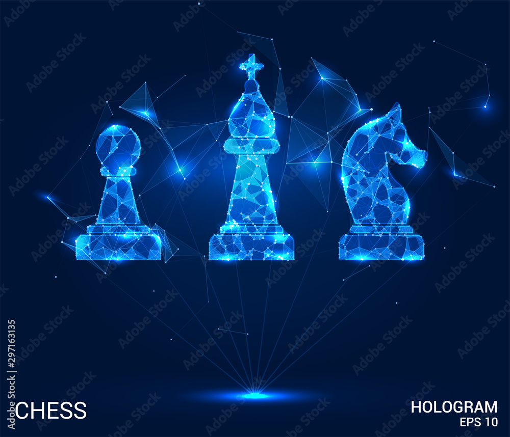 Hologram chess. Chess of polygons, triangles of points and lines. Chess ...