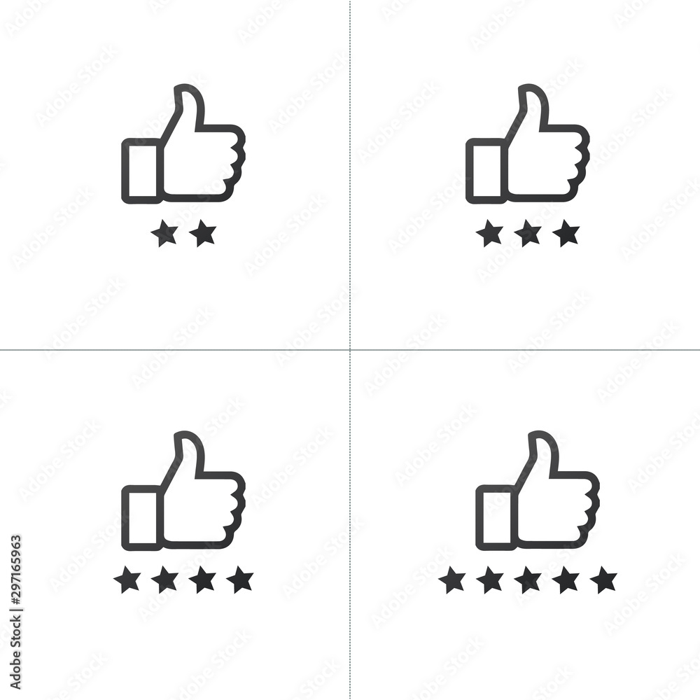 Rate Button set, stars and thumb up, voting concept. Stock vector ...