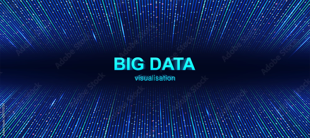Colorful Big Data visualization background with 3d text. Futuristic ...