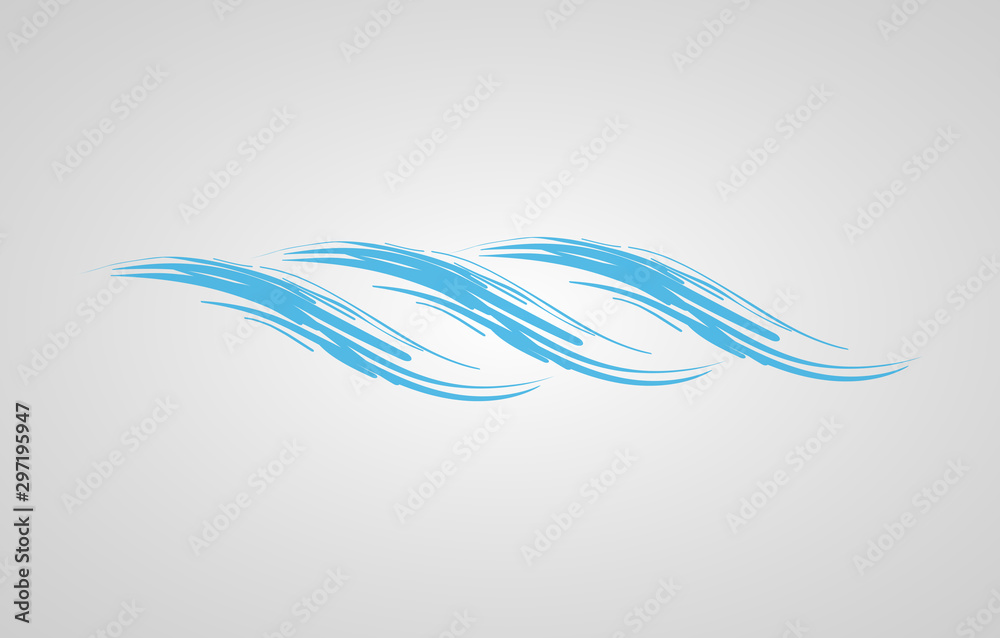 Sketch Water Wave. Surf Logo. Vector Isolated On Gray Background.Hand ...