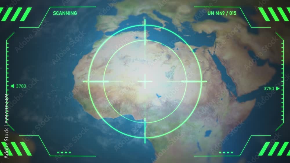 View of the world map with the camera flying over and focusing on ...