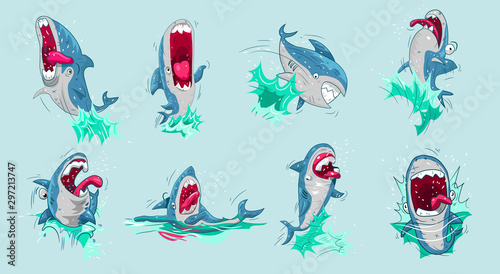 baby shark vector set clipart design Stock Vector | Adobe Stock