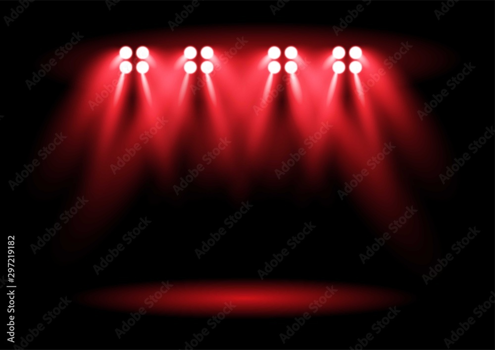 Bright red stadium arena lighting spotlight Graphic element vector ...