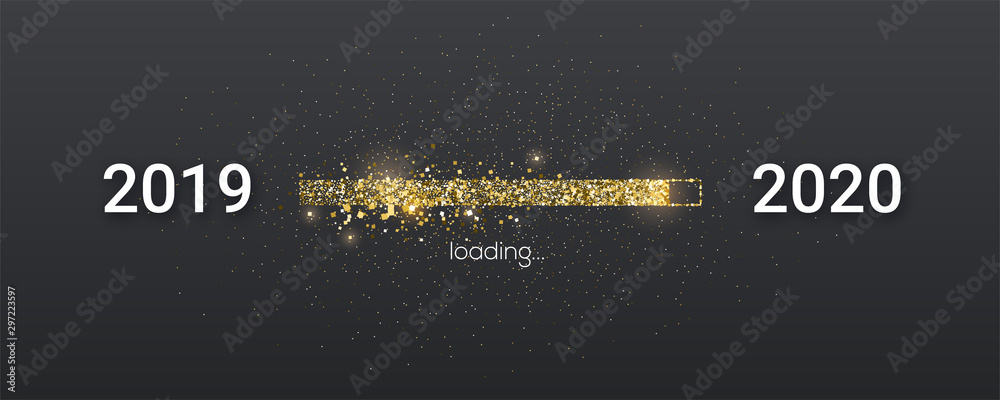 Golden loading bar with transition from 2019 to 2020 new year. Golden ...