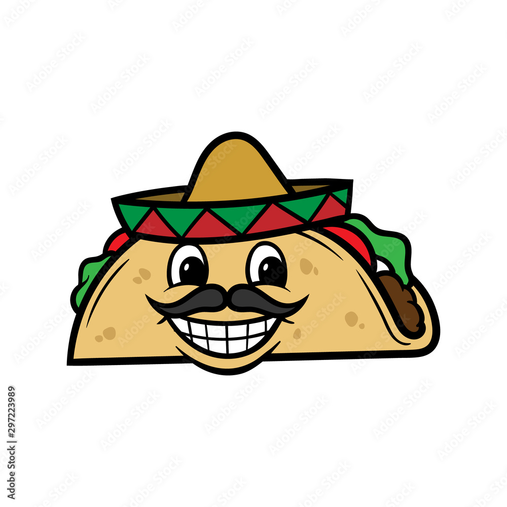 Cartoon Smiling Taco Character Illustration Stock Vector | Adobe Stock