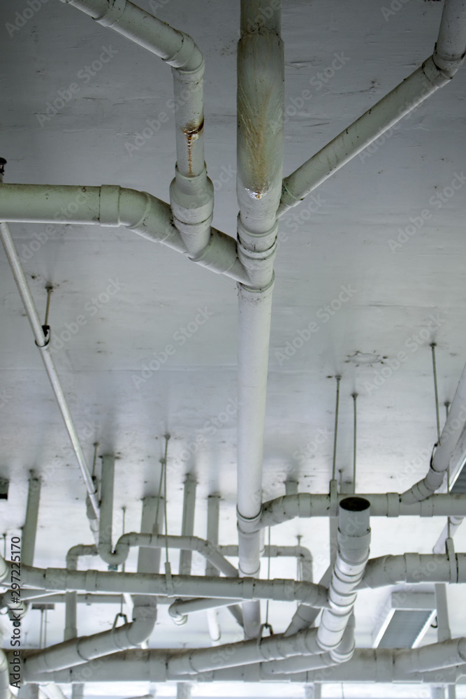 Water leakage from the sewer in building. Pipeline leaked with dirty ...