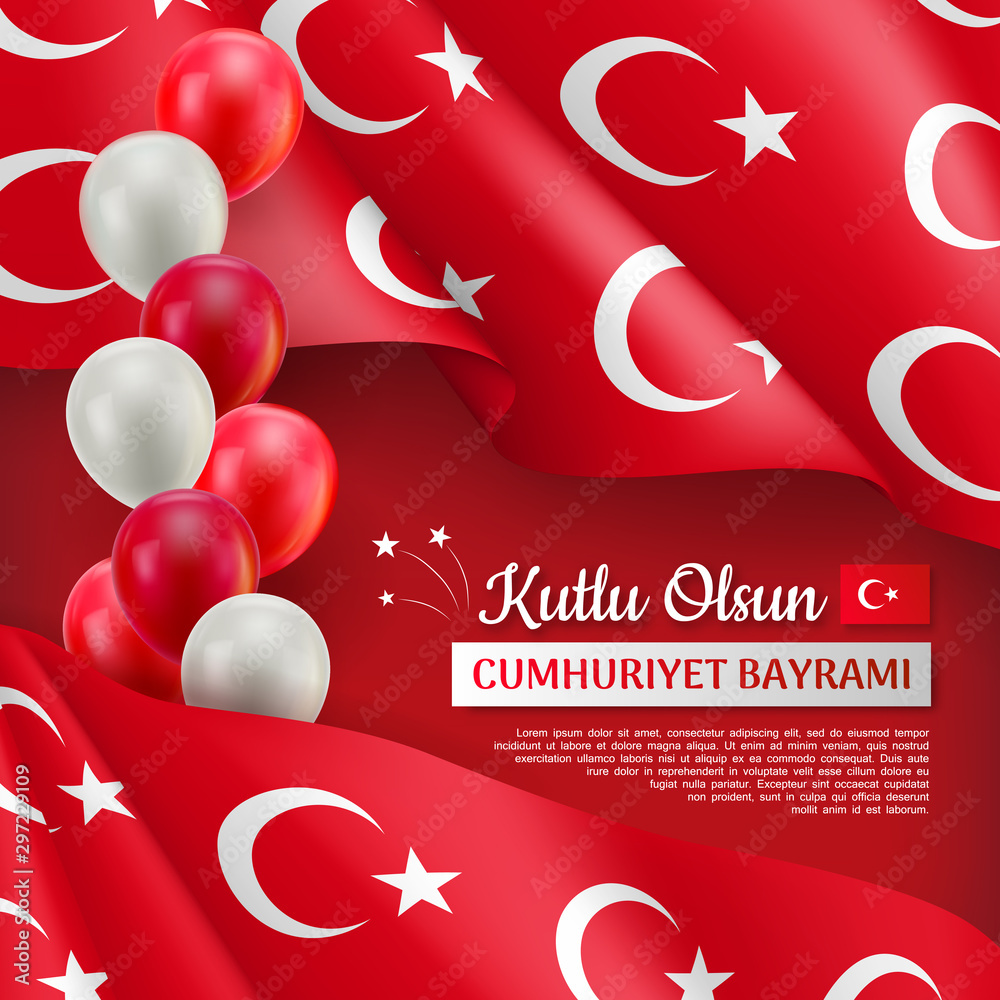 Happy turkish national day festive poster. 29 ekim Cumhuriyet Bayrami ...