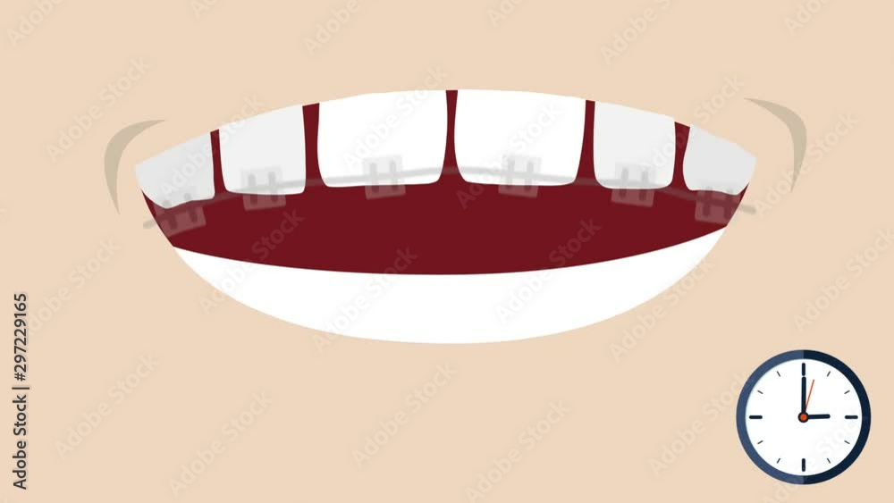 2D Animation of teeth growing back in place with braces timelapse Stock ...