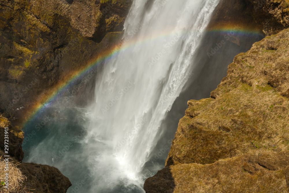 Waterfall Skogafoss (part of Skoga river taking its origin in the ...