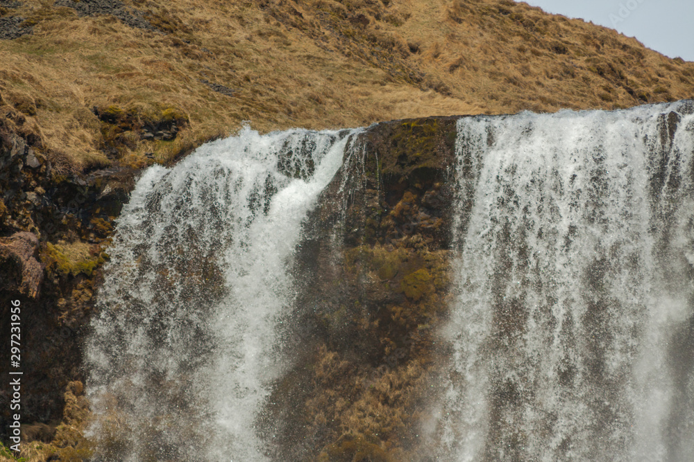 Waterfall Skogafoss (part of Skoga river taking its origin in the ...