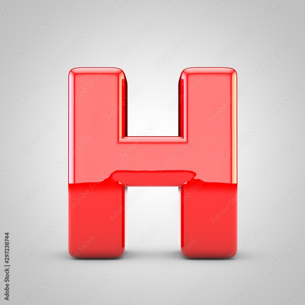 3D Red Letter H uppercase Isolated White Background Stock Illustration ...