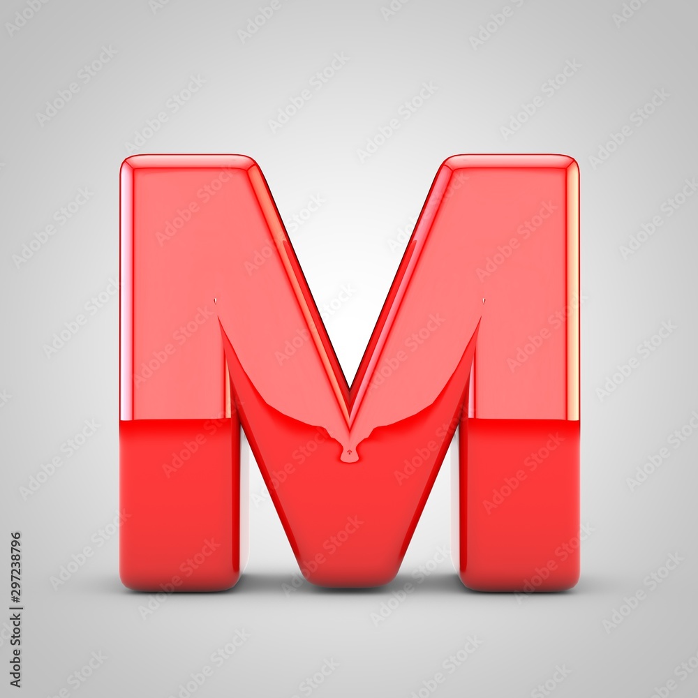 3D Red Letter M uppercase Isolated White Background Stock Illustration ...