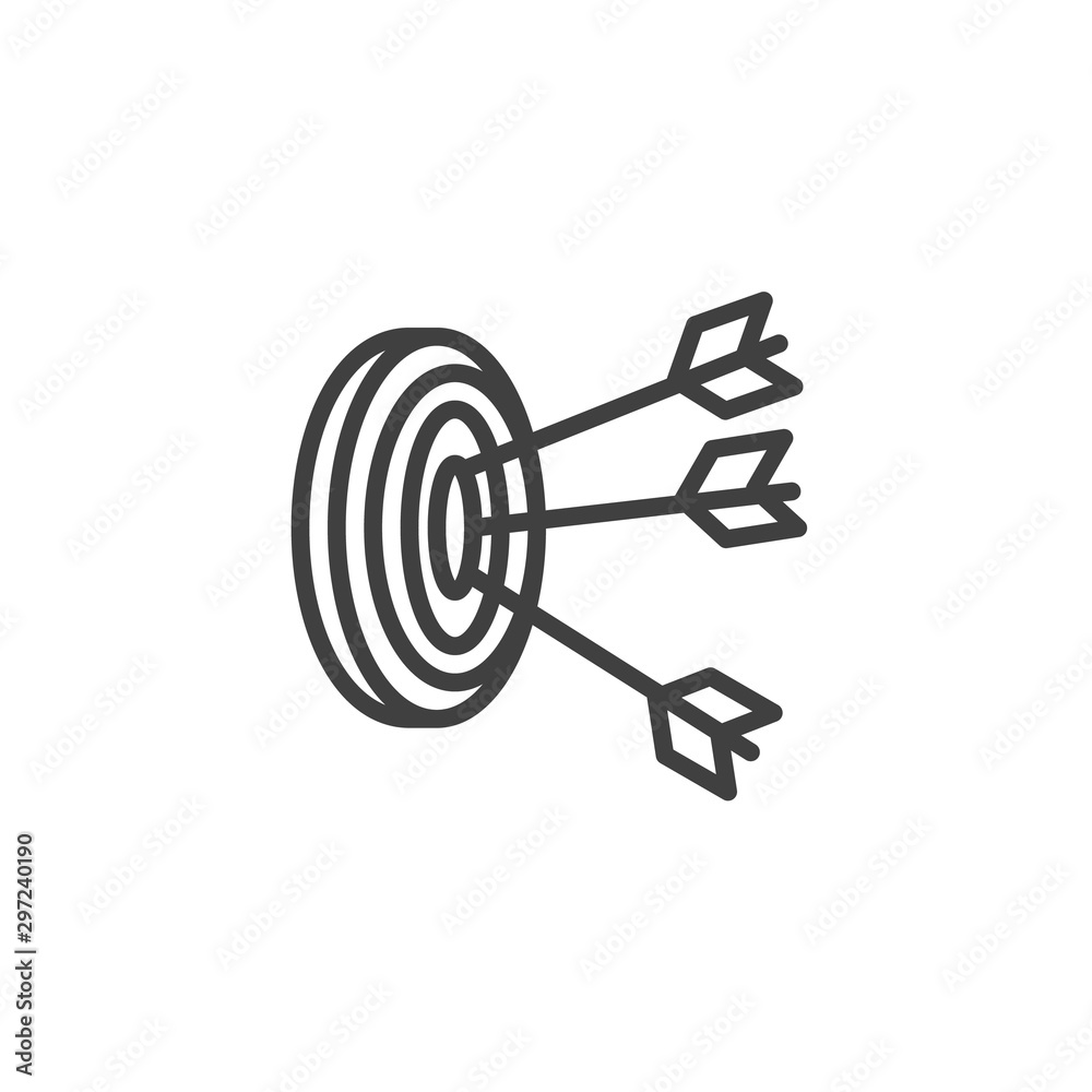 Archery target arrows line icon. linear style sign for mobile concept ...