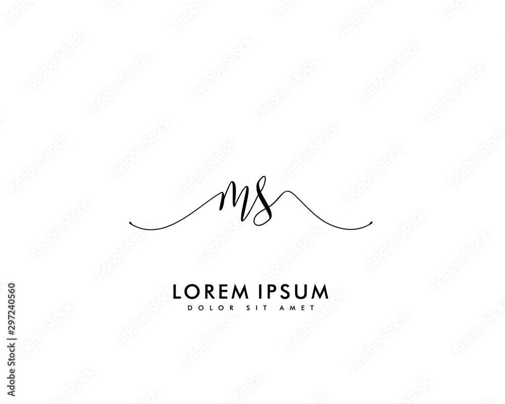 Initial letter MS beauty handwriting logo vector Stock Vector | Adobe Stock