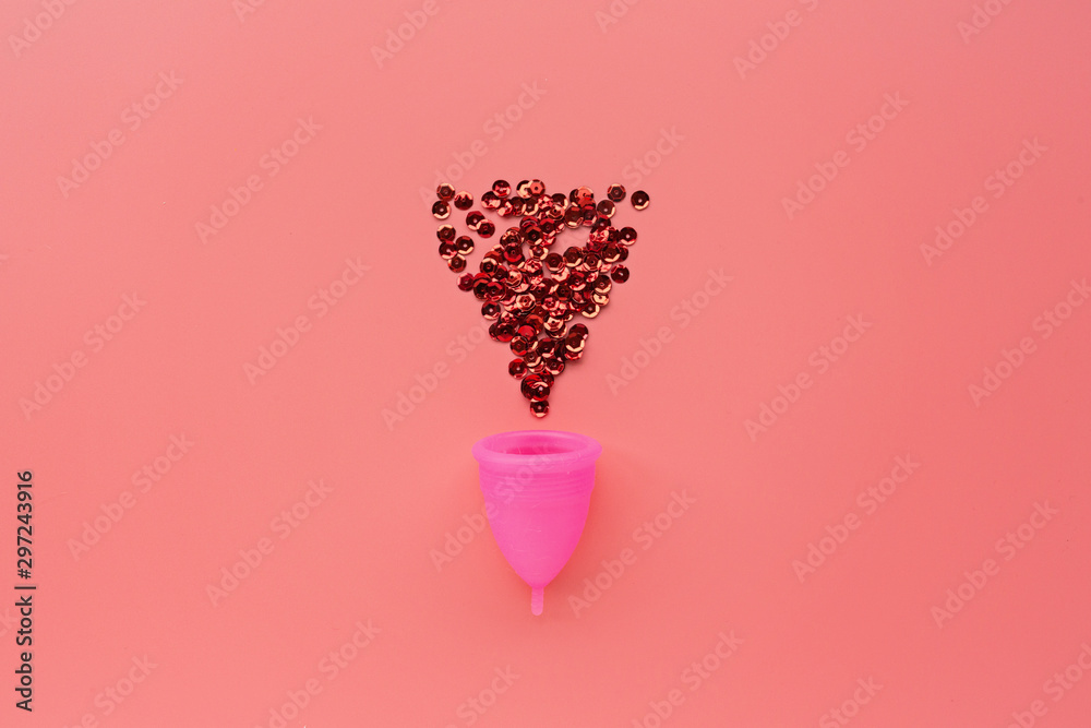 Menstrual cup on pink background. Alternative feminine hygiene product ...