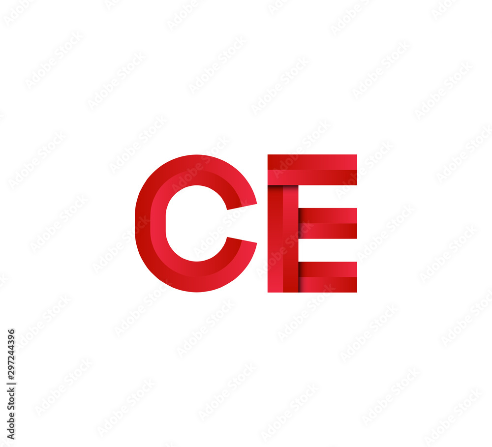 Initial two letter red 3D logo vector CE Stock Vector | Adobe Stock