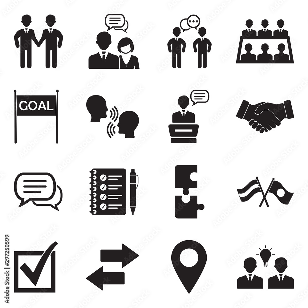Negotiation Icons. Black Flat Design. Vector Illustration. Stock Vector ...
