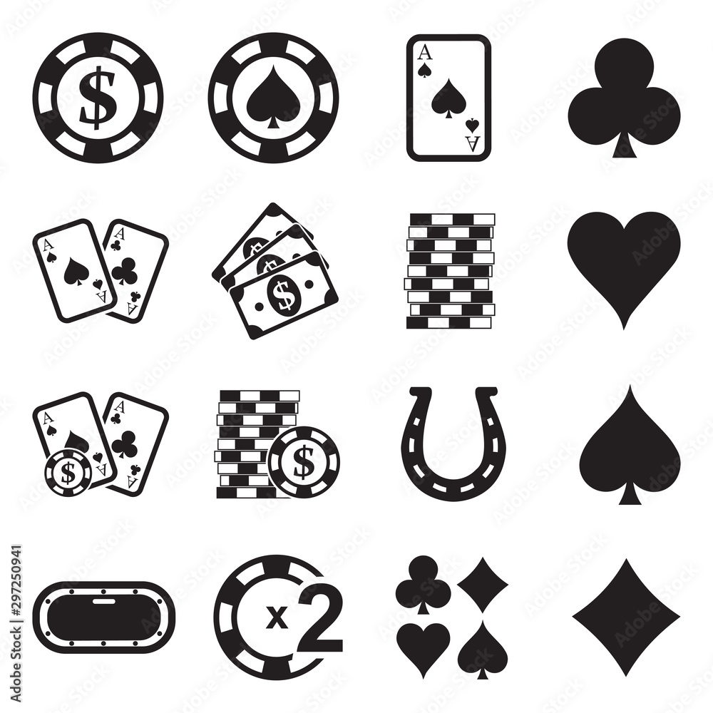 Poker Icons. Black Flat Design. Vector Illustration. Stock Vector ...