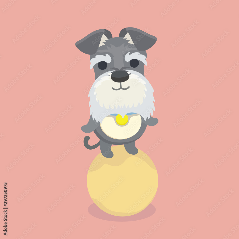 Schnauzer dog cartoon vector illustration.. Stock Vector | Adobe Stock