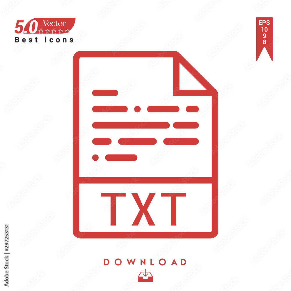 Outline Txt File Type Icon Vector Isolated On White Background Graphic Design Material Design