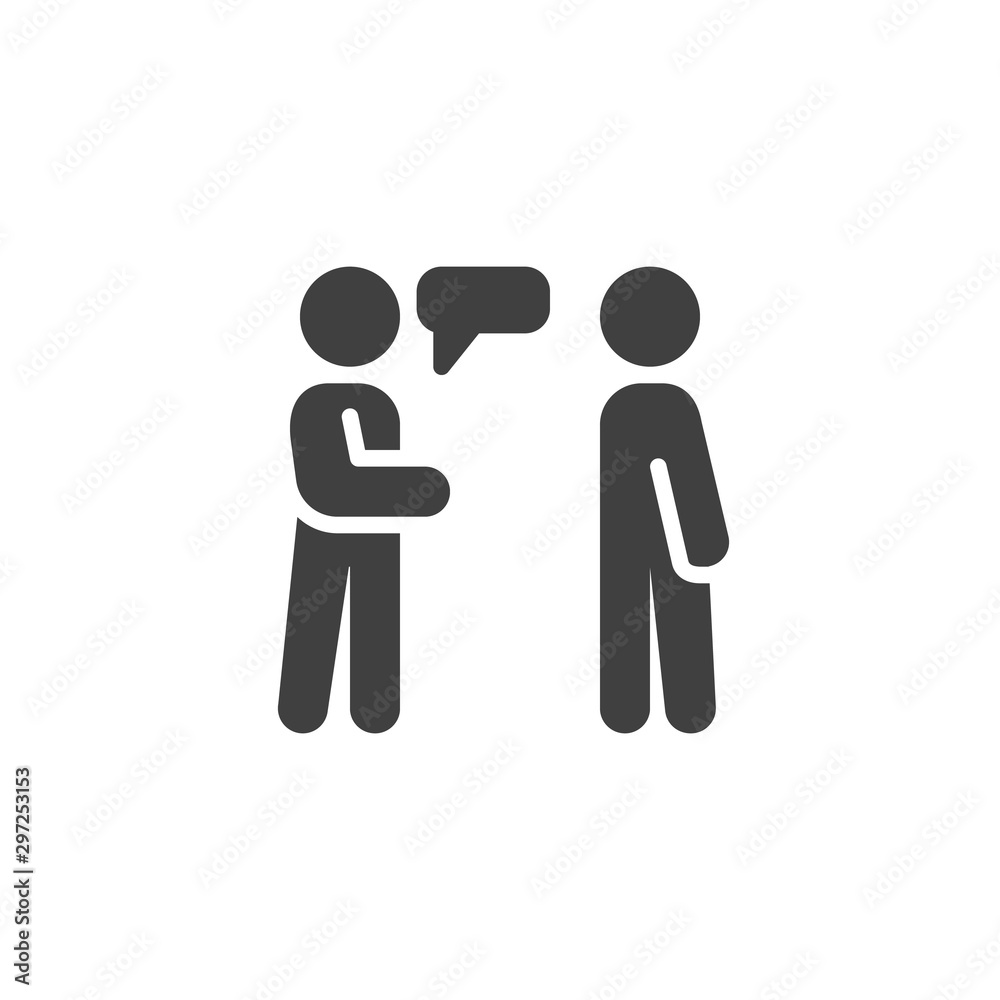 People conversation vector icon. Two man talking filled flat sign for ...