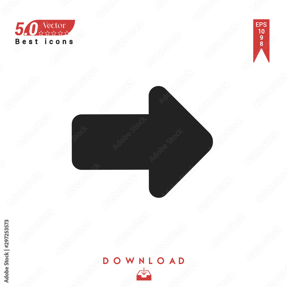 black right-arrow icon vector isolated on white background. Graphic ...