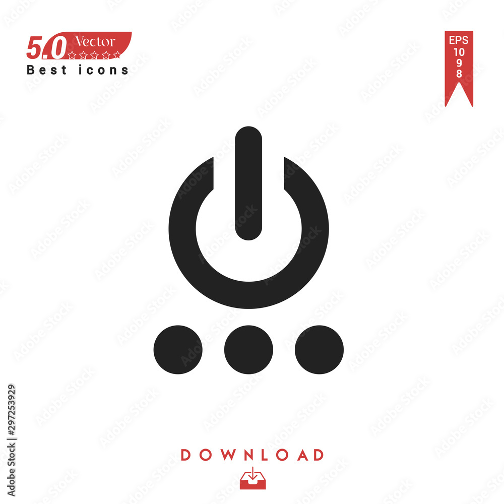 black power-button icon vector isolated on white background. Graphic ...