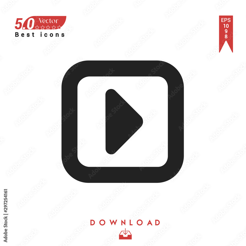 black play_button icon vector isolated on white background. Graphic ...