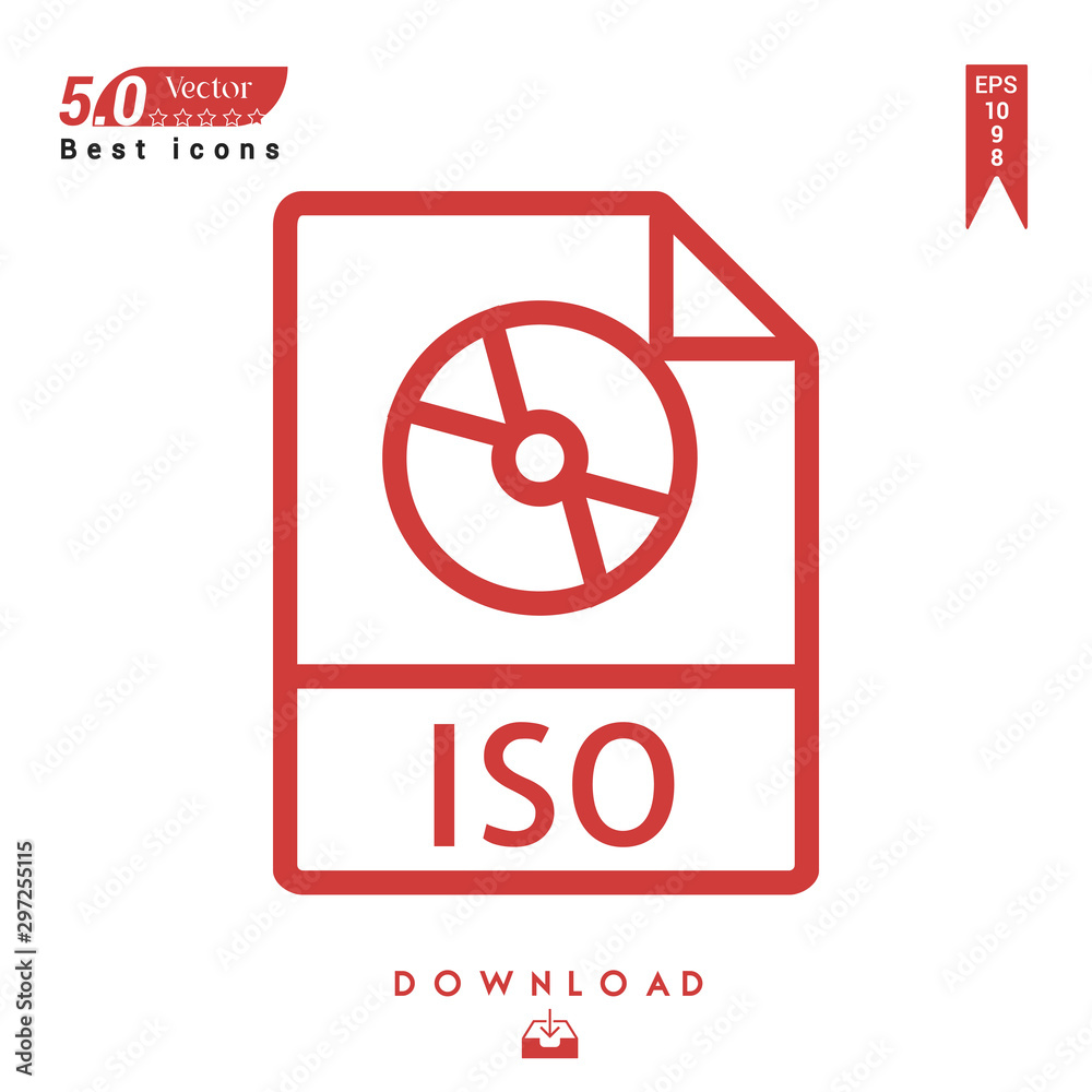 Outline iso file-type icon vector isolated on white background. Graphic ...