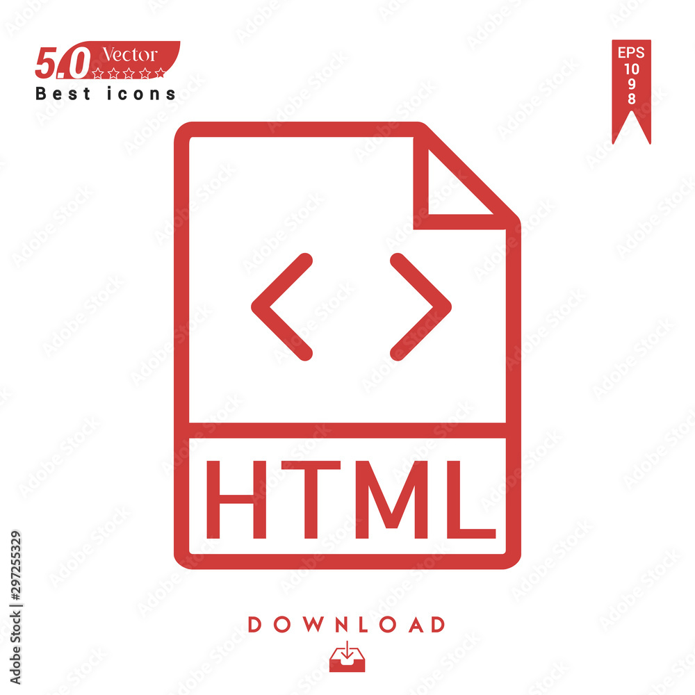 Outline html file-type icon vector isolated on white background ...