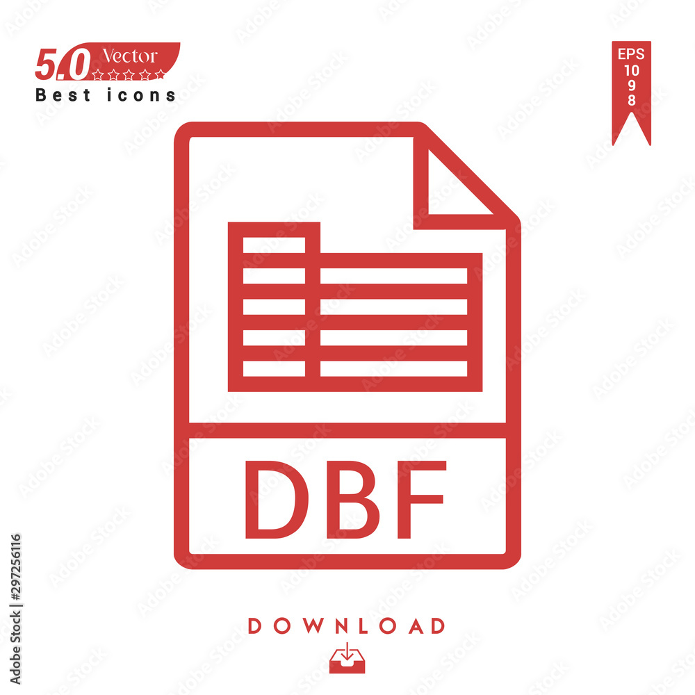 Outline dbf file-type icon vector isolated on white background. Graphic ...